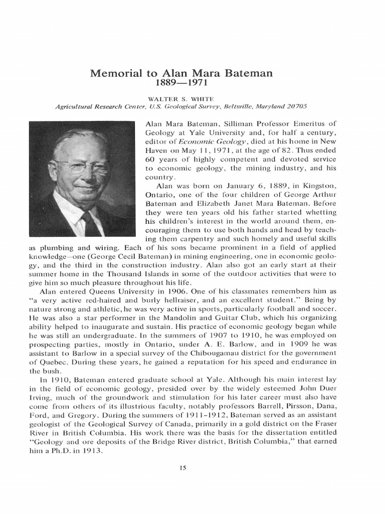 Bateman AM | PDF | Mining | Geology