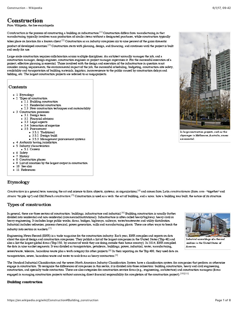 Construction - Wikipedia | Download Free PDF | Science And Technology ...