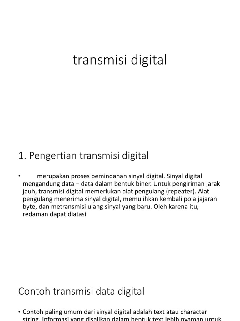 Transmisi Digital | PDF | Metode & Bahan Ajar | Komputer