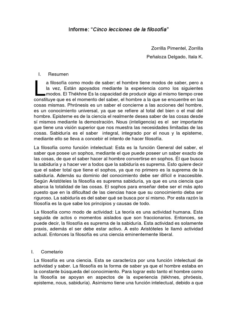 Informe de Cinco Lecciones | PDF | Conocimiento | Science