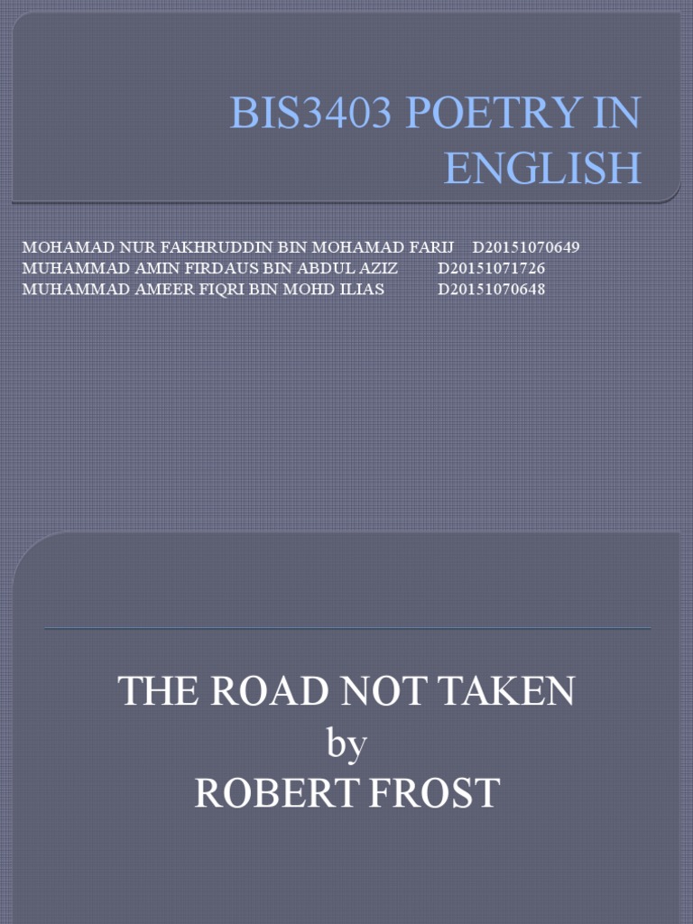 The Road Not Taken Analysis | PDF | Poetry