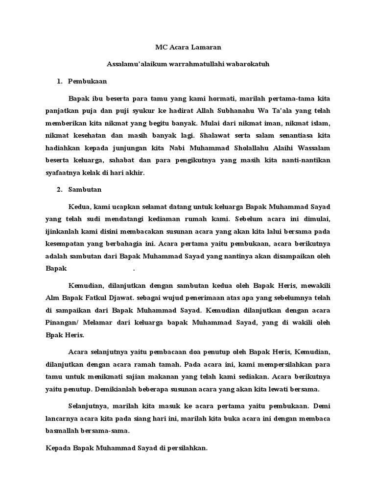 MC Acara Lamaran | PDF