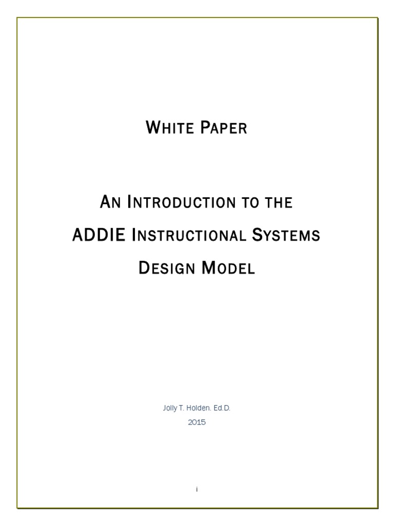 White Paper - Introduction To The ADDIE ISD Model | PDF | Instructional ...