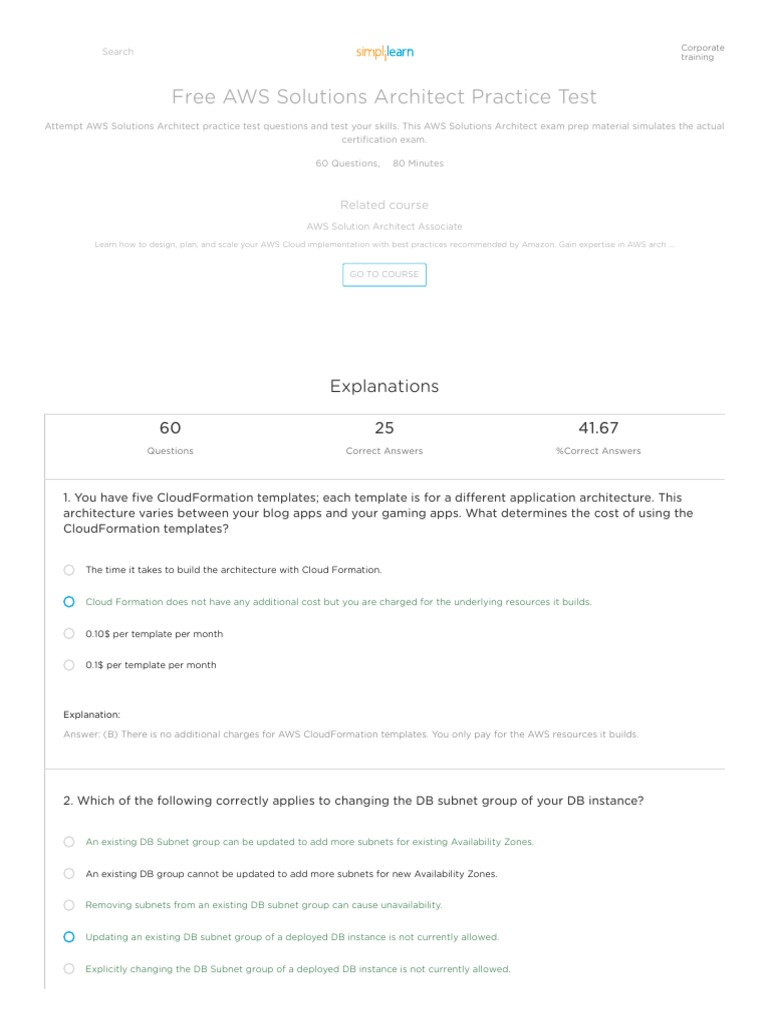 Free AWS Solutions Architect Practice Test Questions - Exam Prep ...