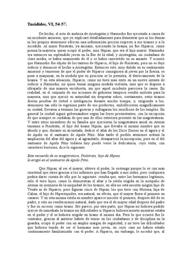 Tucídides, Harmodio y Aristogitón | PDF | Antigua Grecia | Personas