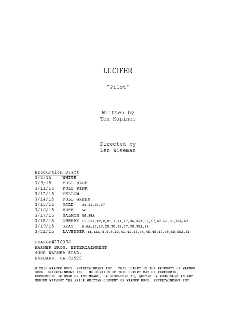 Lucifer 1x01 - Pilot | PDF