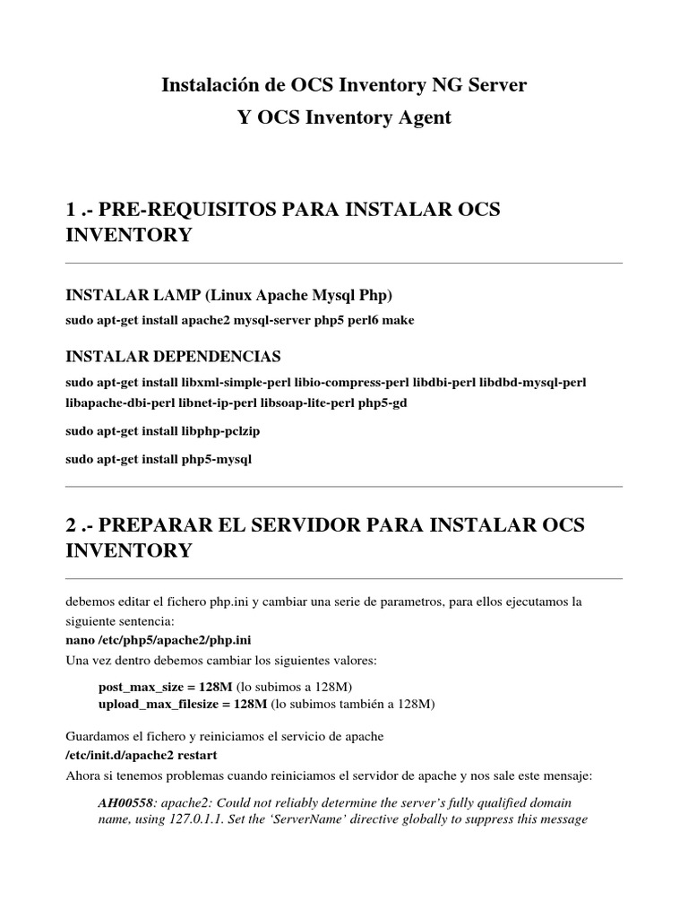 Instalación de OCS Inventory NG Server | PDF | Contraseña | Protocolo de Transferencia de Hipertexto