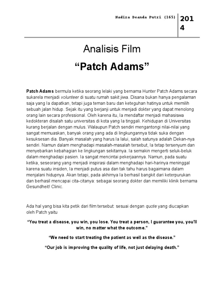 Analisis Film Patch Adams | PDF