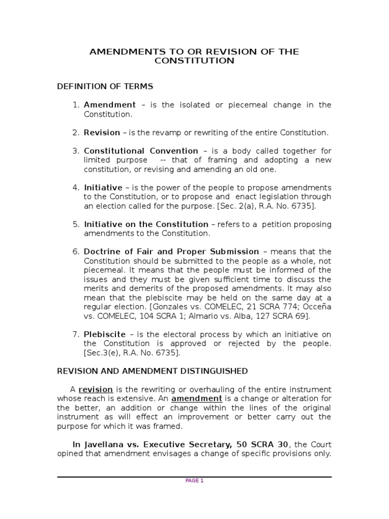 Amendments and Revisions of The Constitution | PDF | Constitutional ...