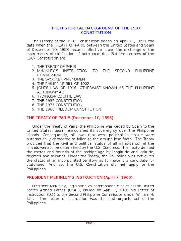 The Historical Background of The 1987 Philippine Constitution | PDF ...