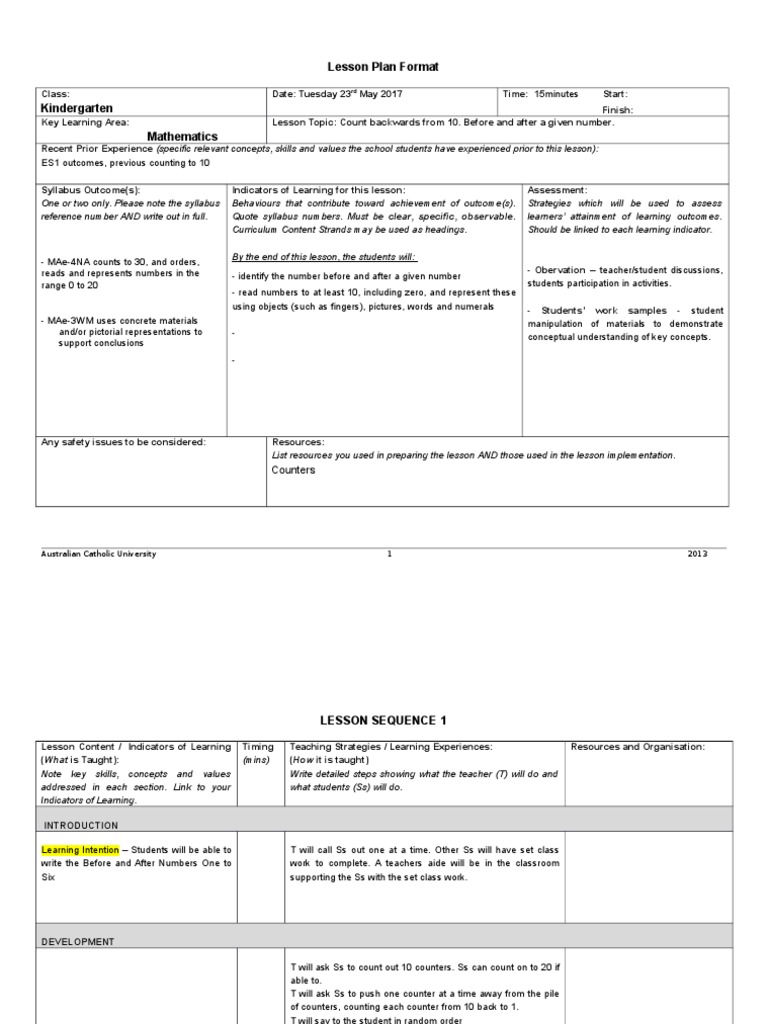 Lesson Plan Format: Counters | PDF | Sharing | Applied Psychology