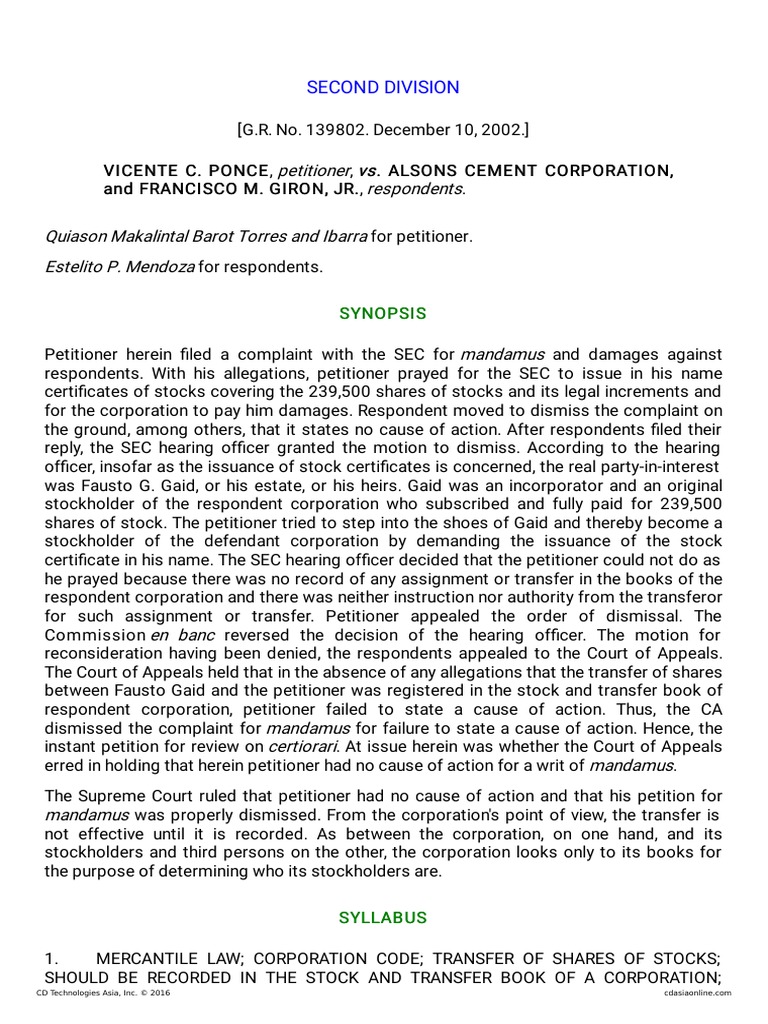Petitioner Vs Vs Respondents Quiason Makalintal Barot Torres and Ibarra ...