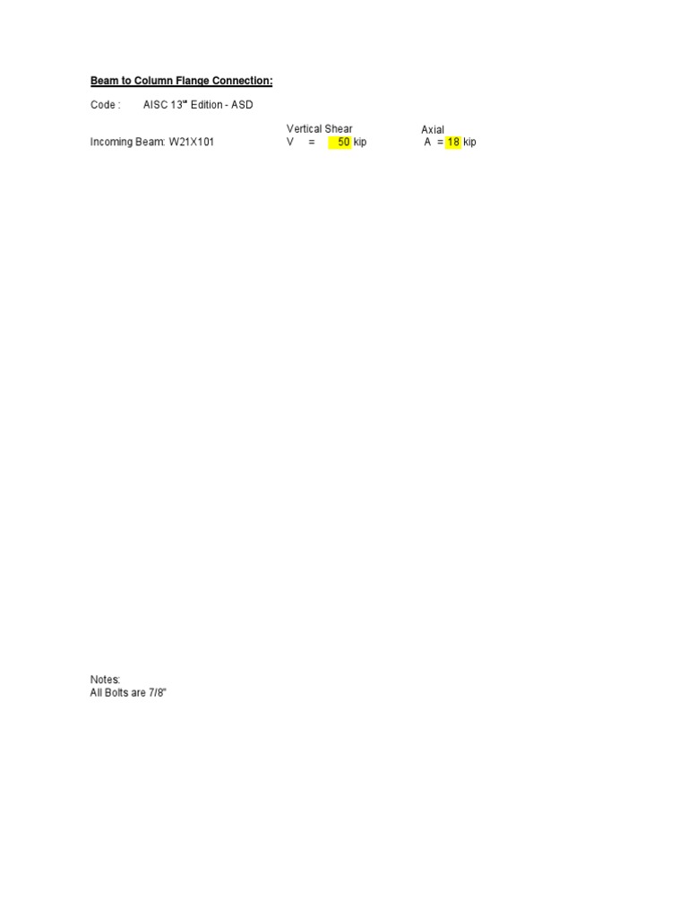 Beam To Column Flange Connection-ASD | PDF | Ultimate Tensile Strength ...