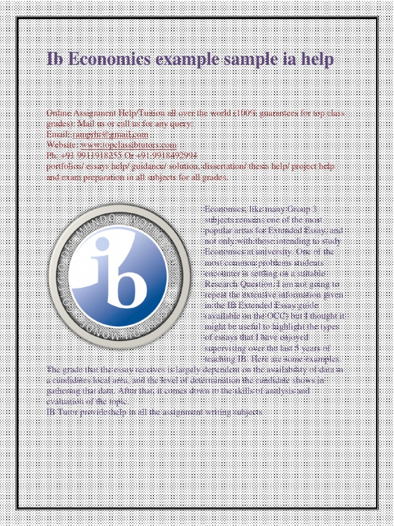 IB Economics IA & Essay Help Guide | PDF | Thesis | Tutor