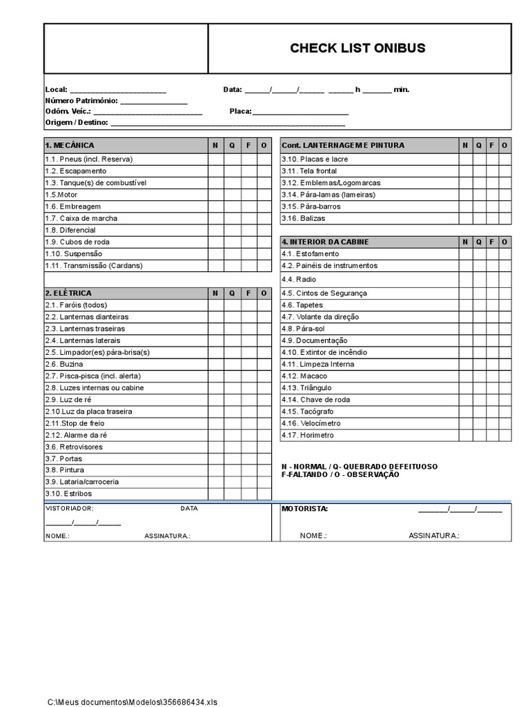 Cópia de Check List Ônibus | PDF | Carro | Indústria automobilística