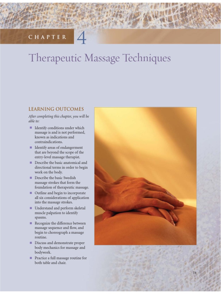 Basic Therapeutic Massage Techniques | PDF | Massage | Elbow