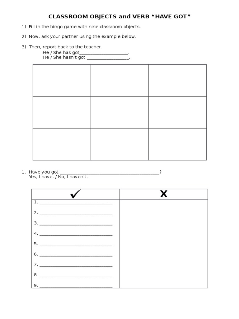 Classroom Objects and Verb Have Got | PDF