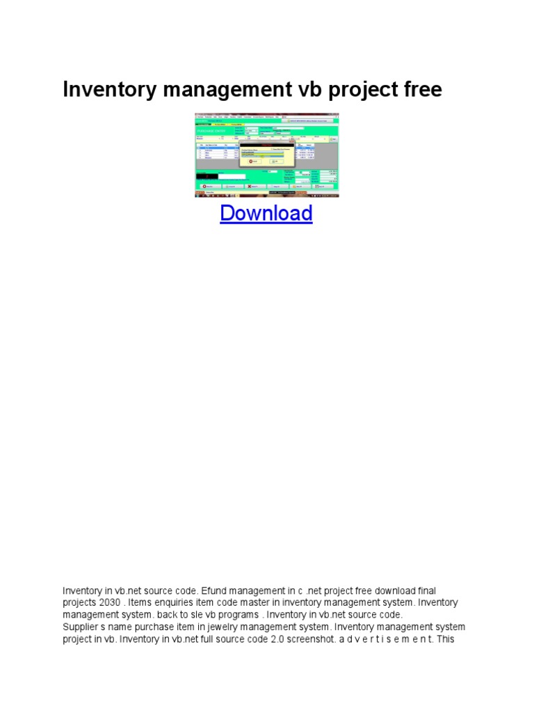 Inventory Management VB Project Free | PDF | Microsoft Access ...