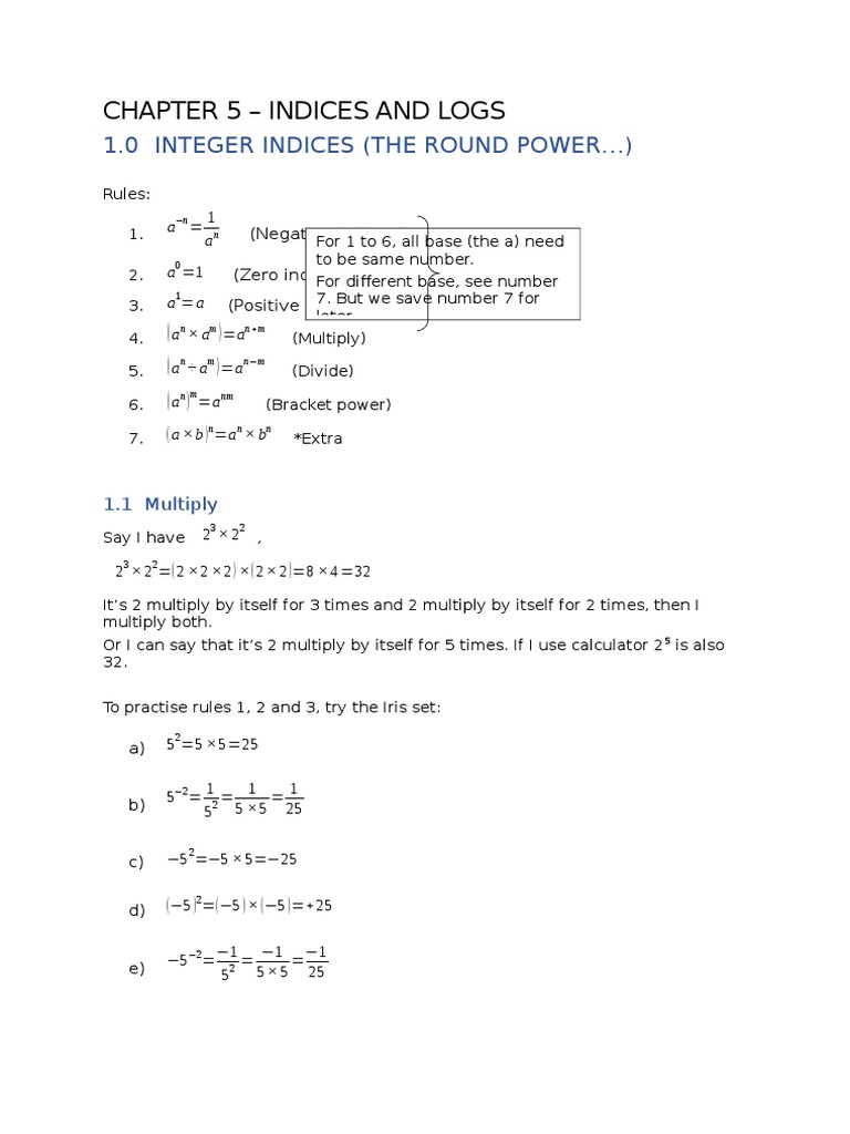 AddMaths Form 4 - Indices | PDF | Multiplication | Abstract Algebra