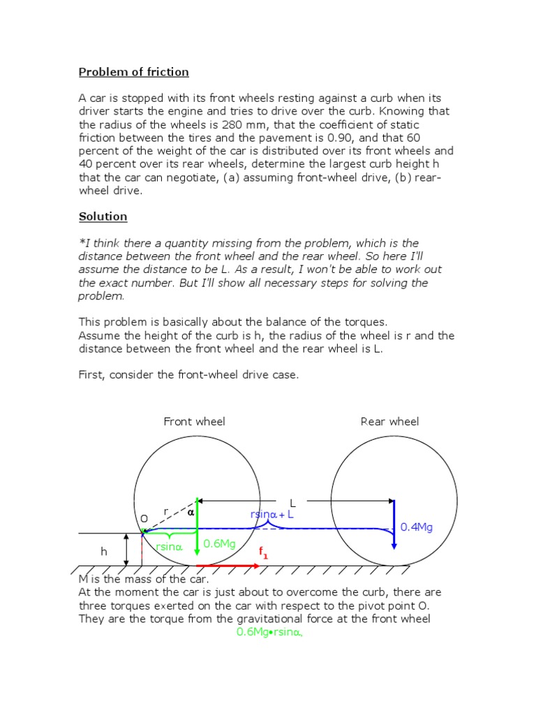 Problem Of Friction Pdf Torque Friction