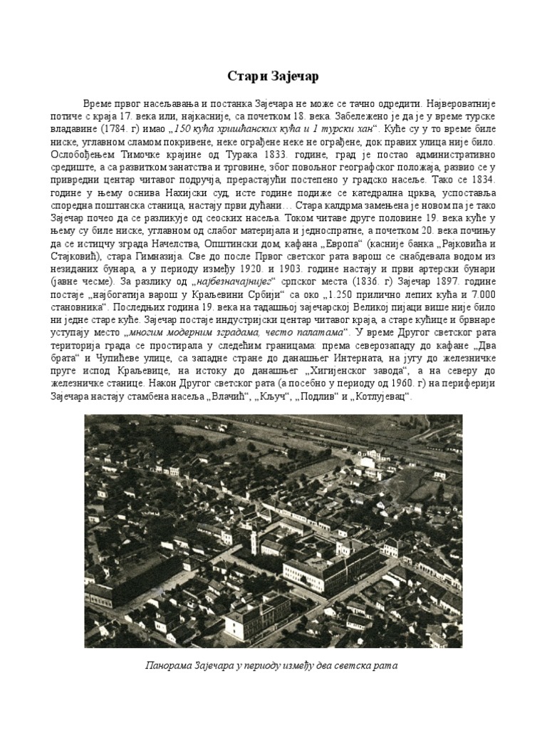 Stari Zajecar - Old Zajecar, Timocka Krajina, East Serbia, Srbija | PDF