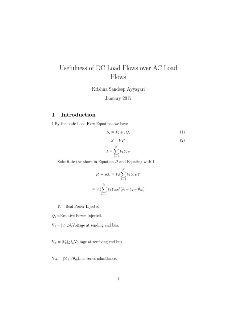 Usefulness of DC Load Flows Over AC Load Flows: Krishna Sandeep ...