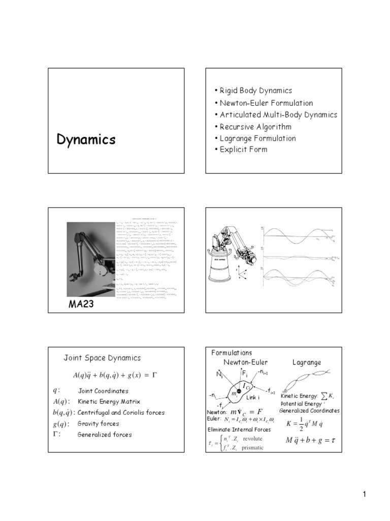 Dynamics: - Newton-Euler Formulation - Articulated Multi-Body Dynamics - Rigid Body Dynamics | PDF