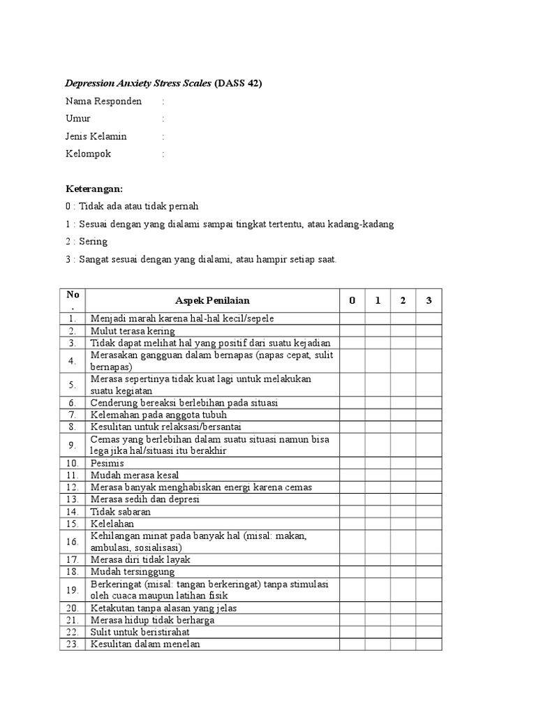 Kuesioner Dass | PDF