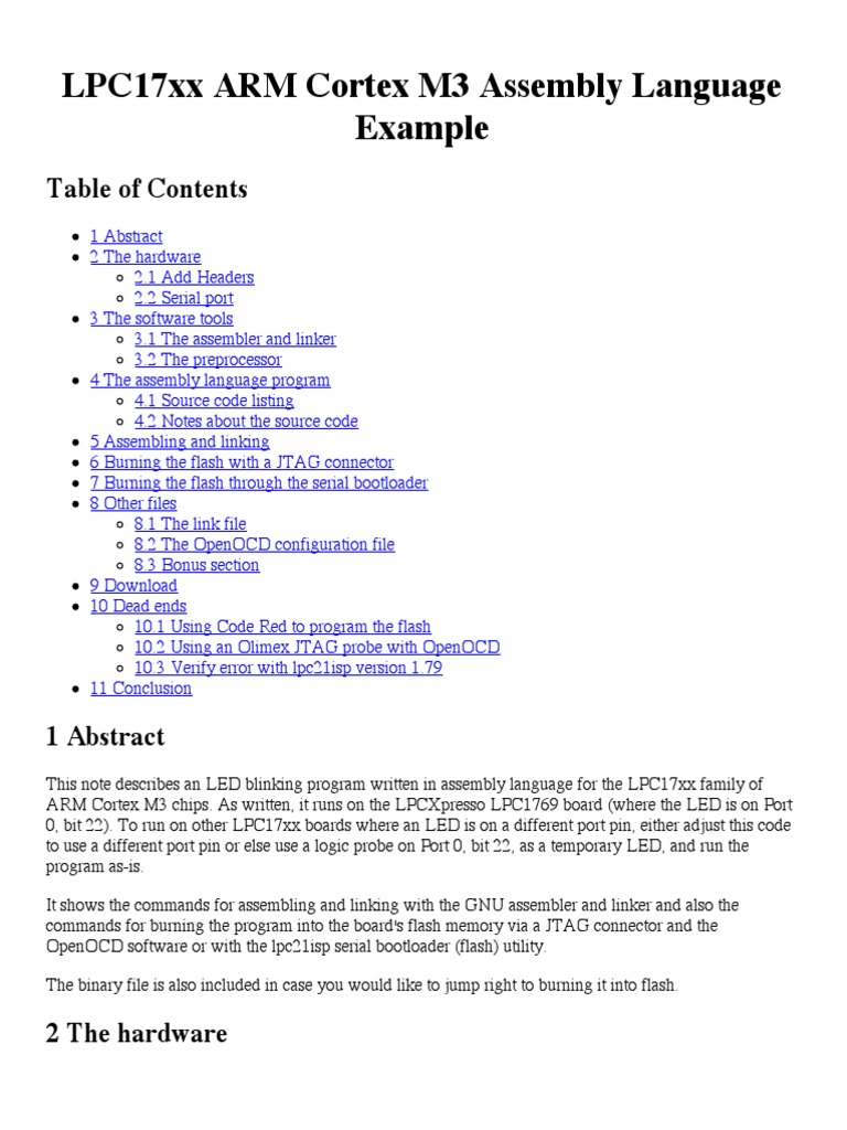 LPC17xx ARM Cortex M3 Assembly Language Example | PDF | Arm Architecture | Assembly Language
