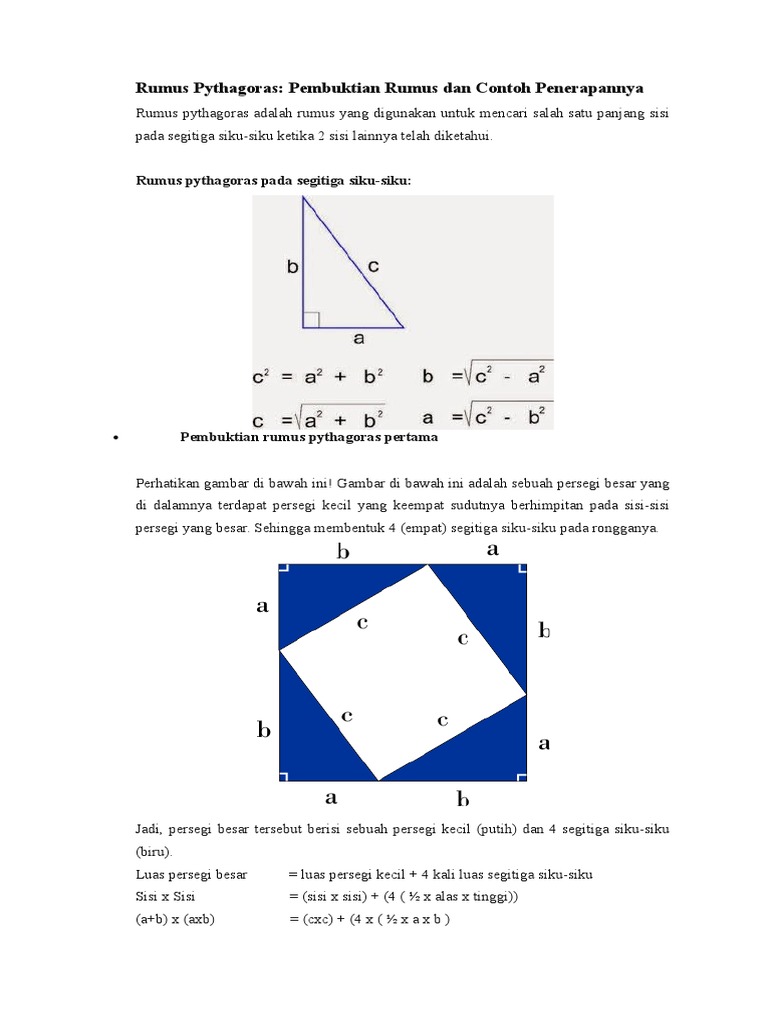 Rumus Pythagoras | PDF | Metode & Bahan Ajar | Griya & Taman