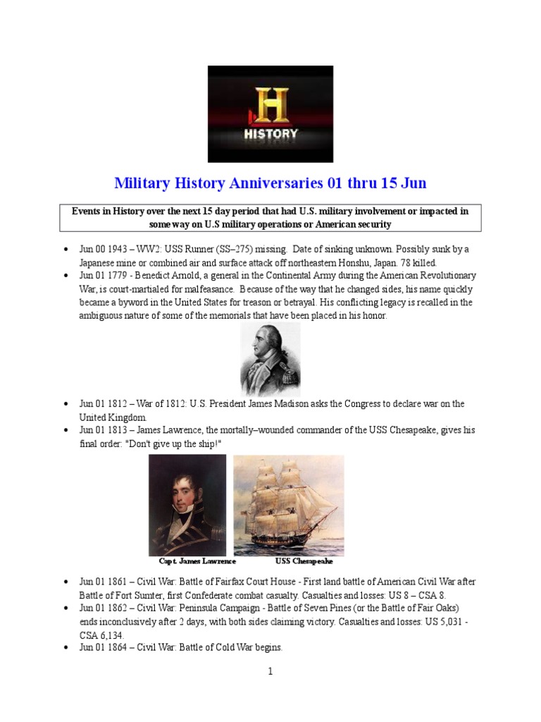 Military History Anniversaries 0601 Thru 061516 | PDF | World War II ...