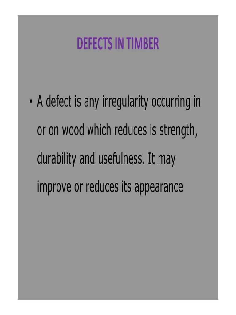 Defects in Wood | PDF | Wood | Lumber