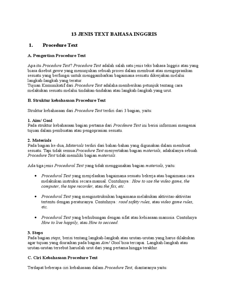 13 Jenis Text Bahasa Inggris | PDF