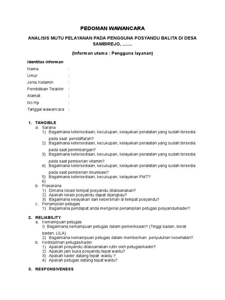 Pedoman Wawancara | PDF