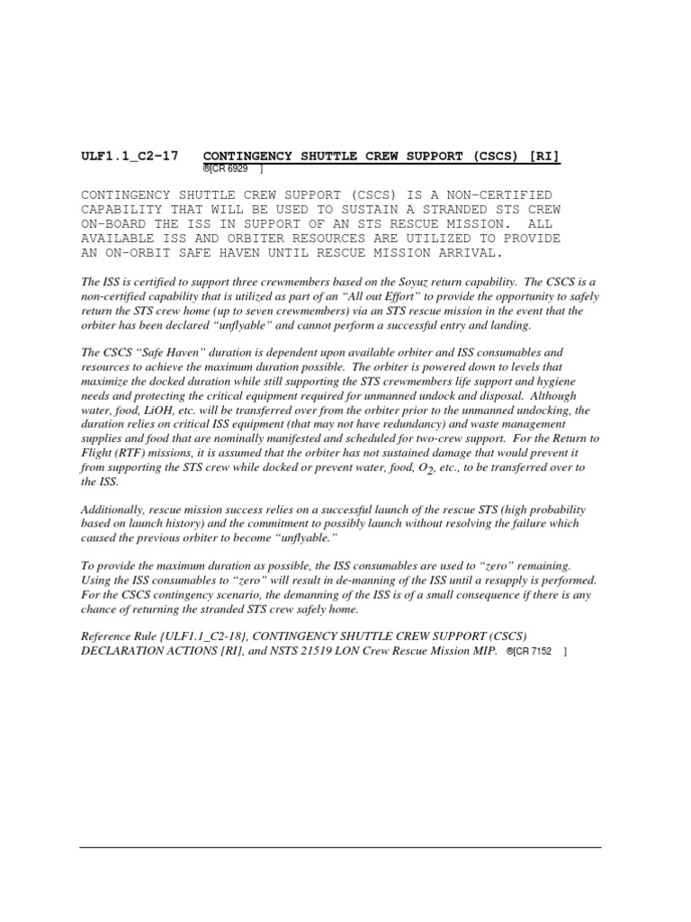 NASA 153441main CSCS Flight Rules | PDF