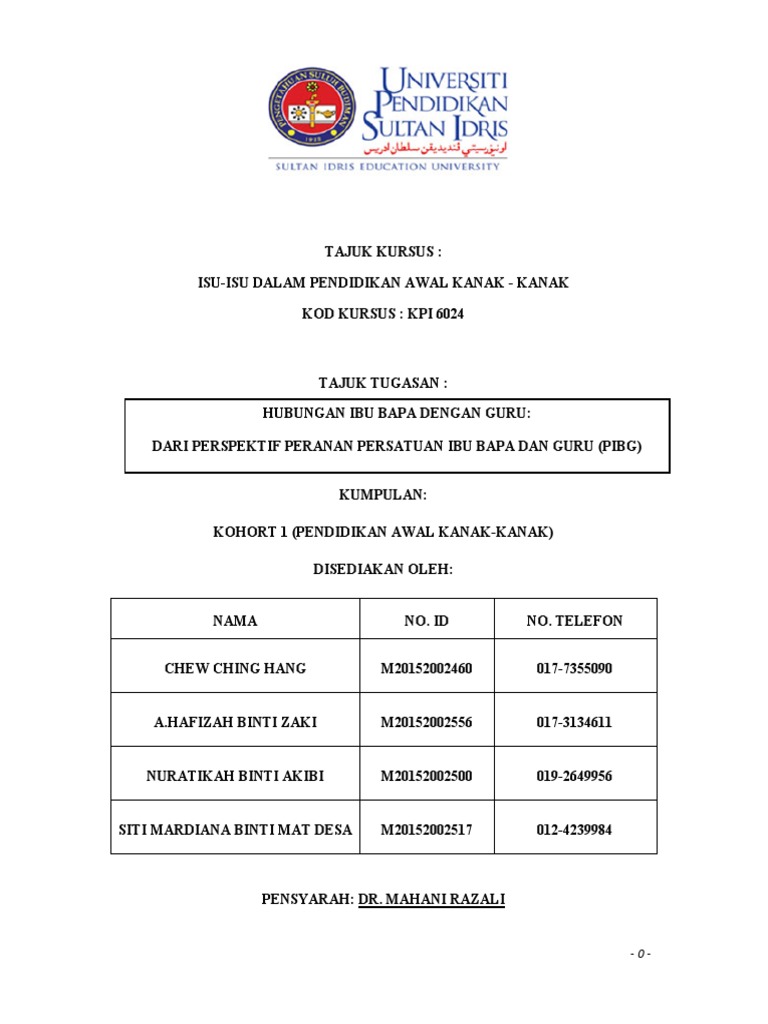 Hubungan Ibu Bapa Dan Guru - Dari Perspektif Peranan Pibg | PDF