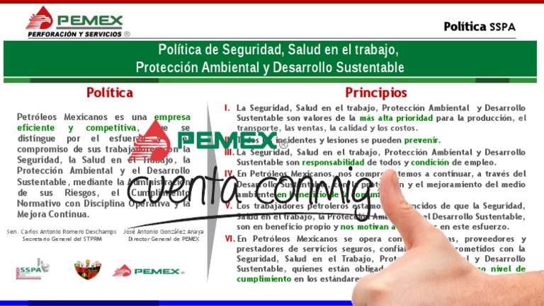 Política PEMEX SSPA 6 Principios May 2017 | Sustentabilidad | Negocios