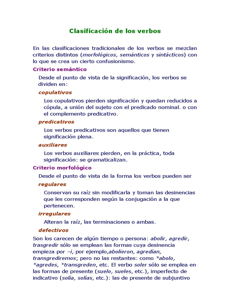 Clasificación de Los Verbos | PDF | Verbo | Pronombre