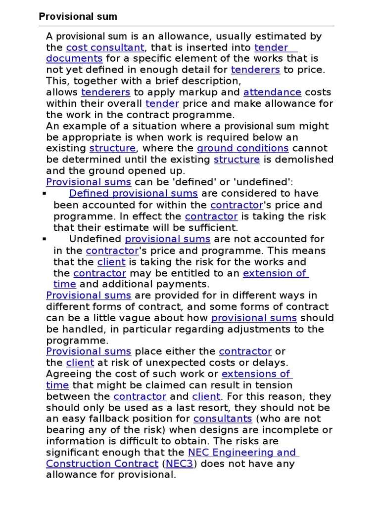 Provisional Sum | PDF | Invoice | General Contractor