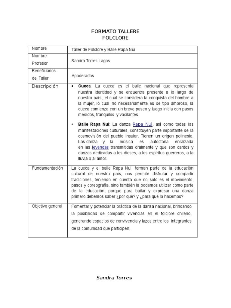 Formato Taller | PDF | Bailes | Folklore