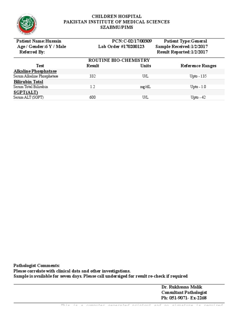 Liver Funtion Test Reports | PDF | Alanine Transaminase | Medical ...
