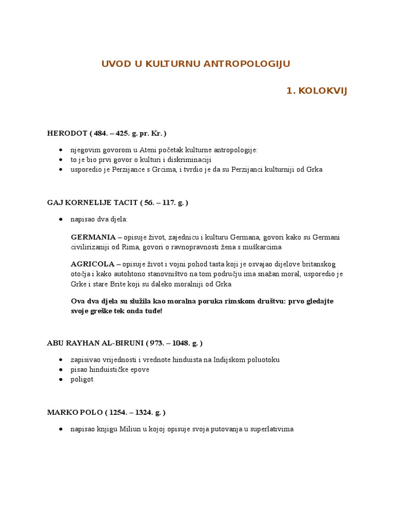 Uvod U Kulturnu Antopologiju