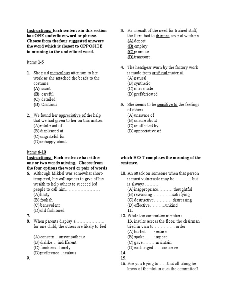 Part A of Multple Choice | PDF
