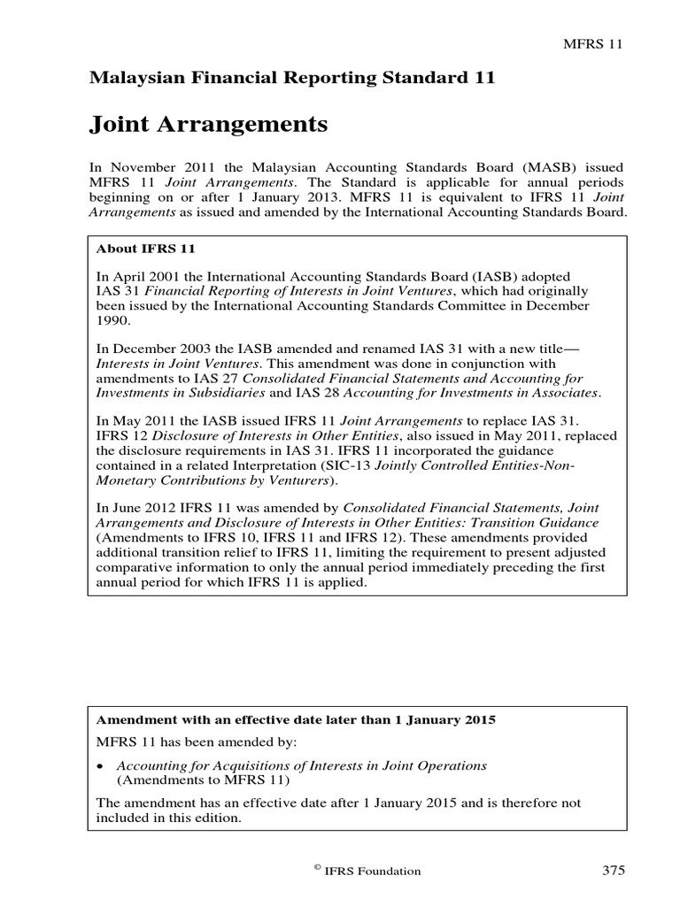 MFRS 11 | PDF | International Financial Reporting Standards | Financial ...