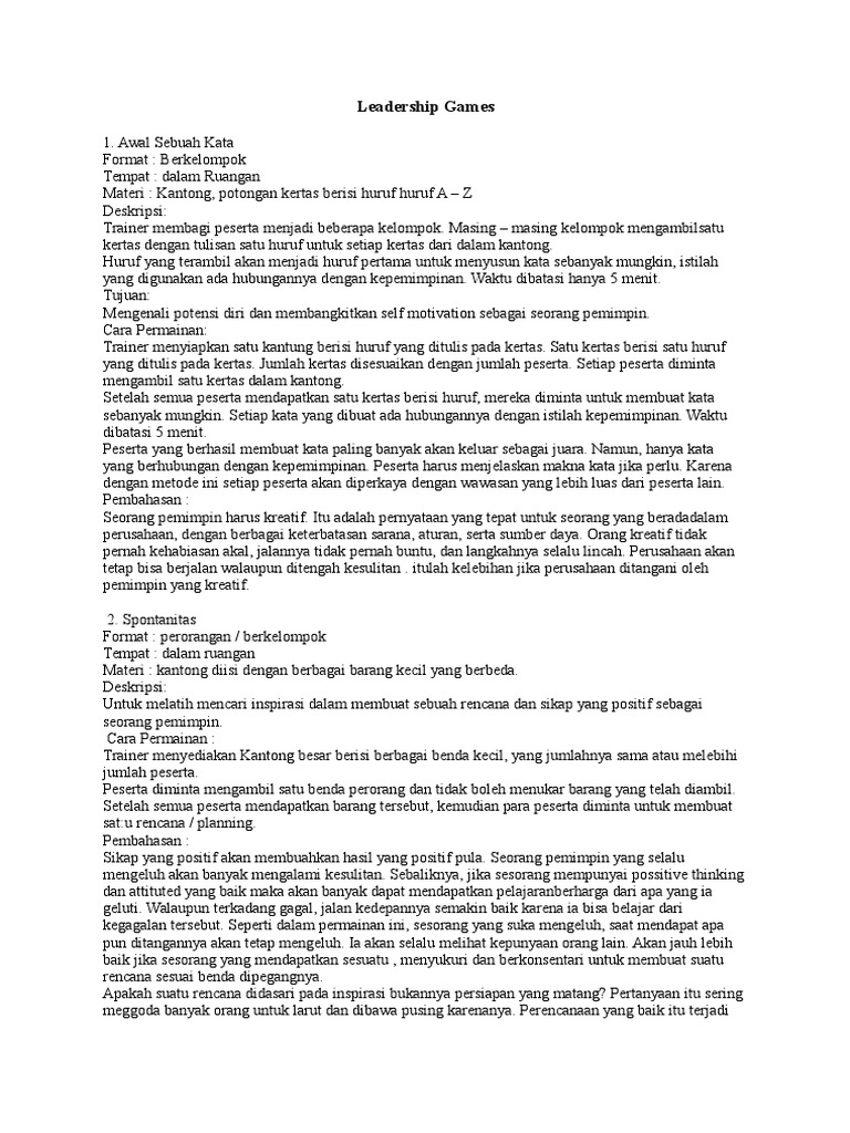 Leadership Games | PDF