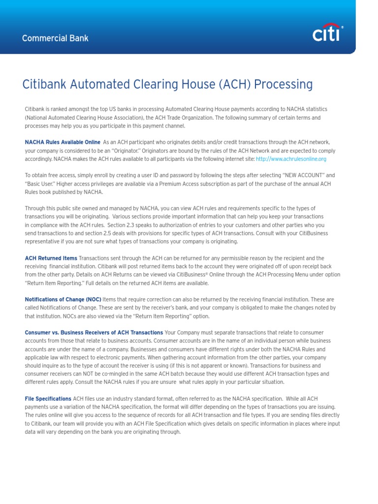 Ach Process | PDF | Automated Clearing House | Financial Transaction