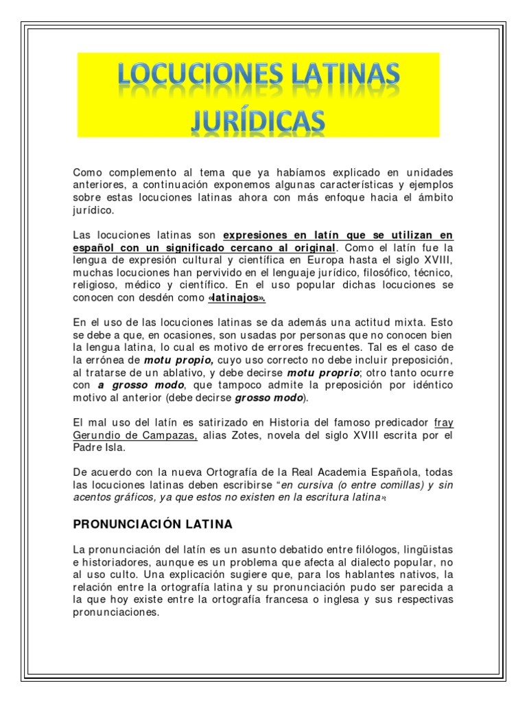 Locuciones Latinas | latín | Ortografía