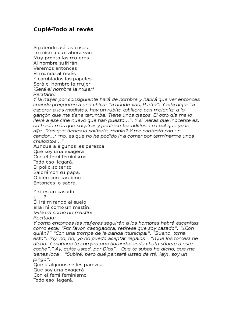 Cuplé-Todo Al Revés | PDF