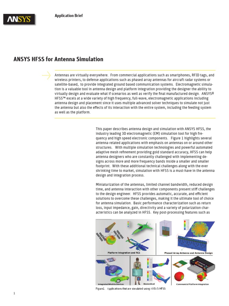 Ab Ansys Hfss For Antenna Simulation PDF | PDF | Finite Element Method | Antenna (Radio)