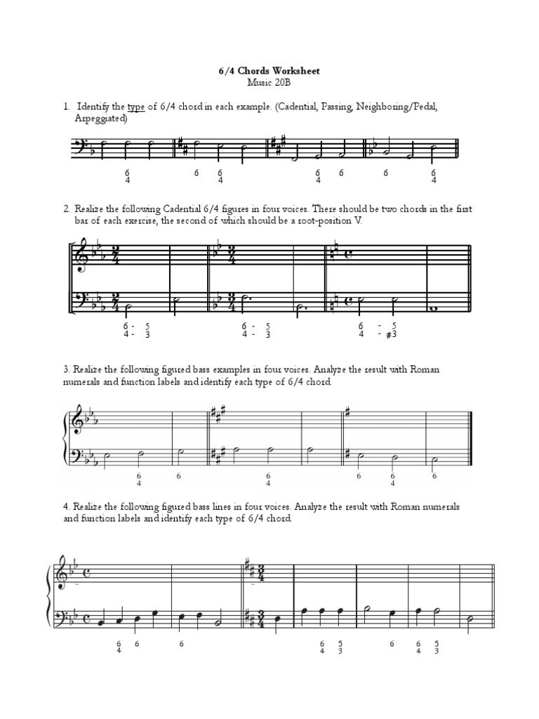 6:4 Chords Worksheet | PDF | Chord (Music) | Musicology